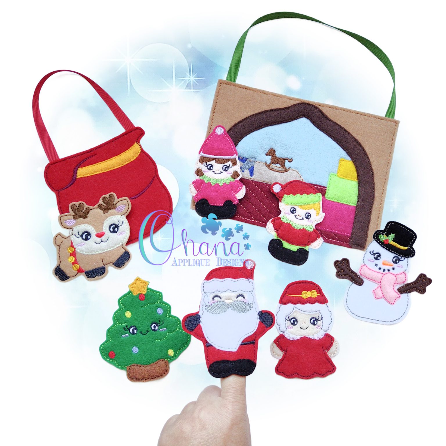 Christmas Finger Puppets Embroidery - Ohana Applique Designs