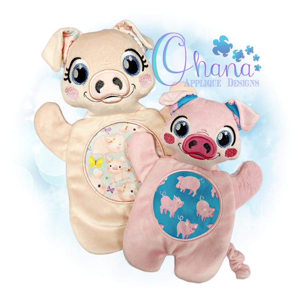Huggable Pig Flat Body Lovey Design - Ohana Applique Designs