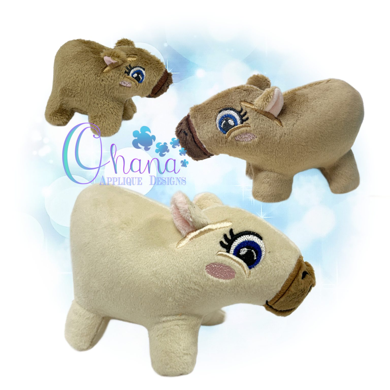 3D Standing Capybara Stuffie Design - Ohana Applique Designs