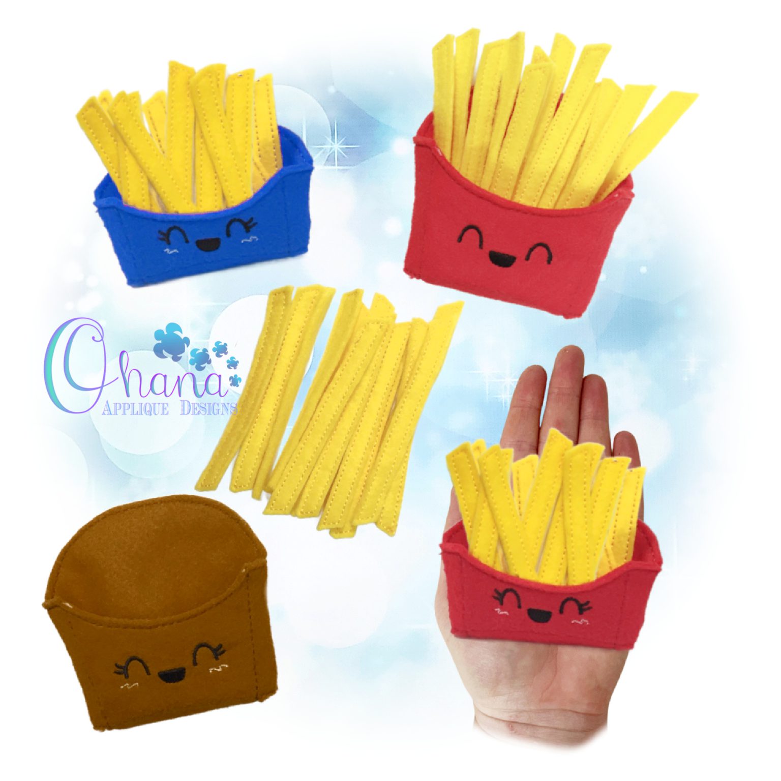 Fries Kit Play Set Embroidery Design - Ohana Applique Designs
