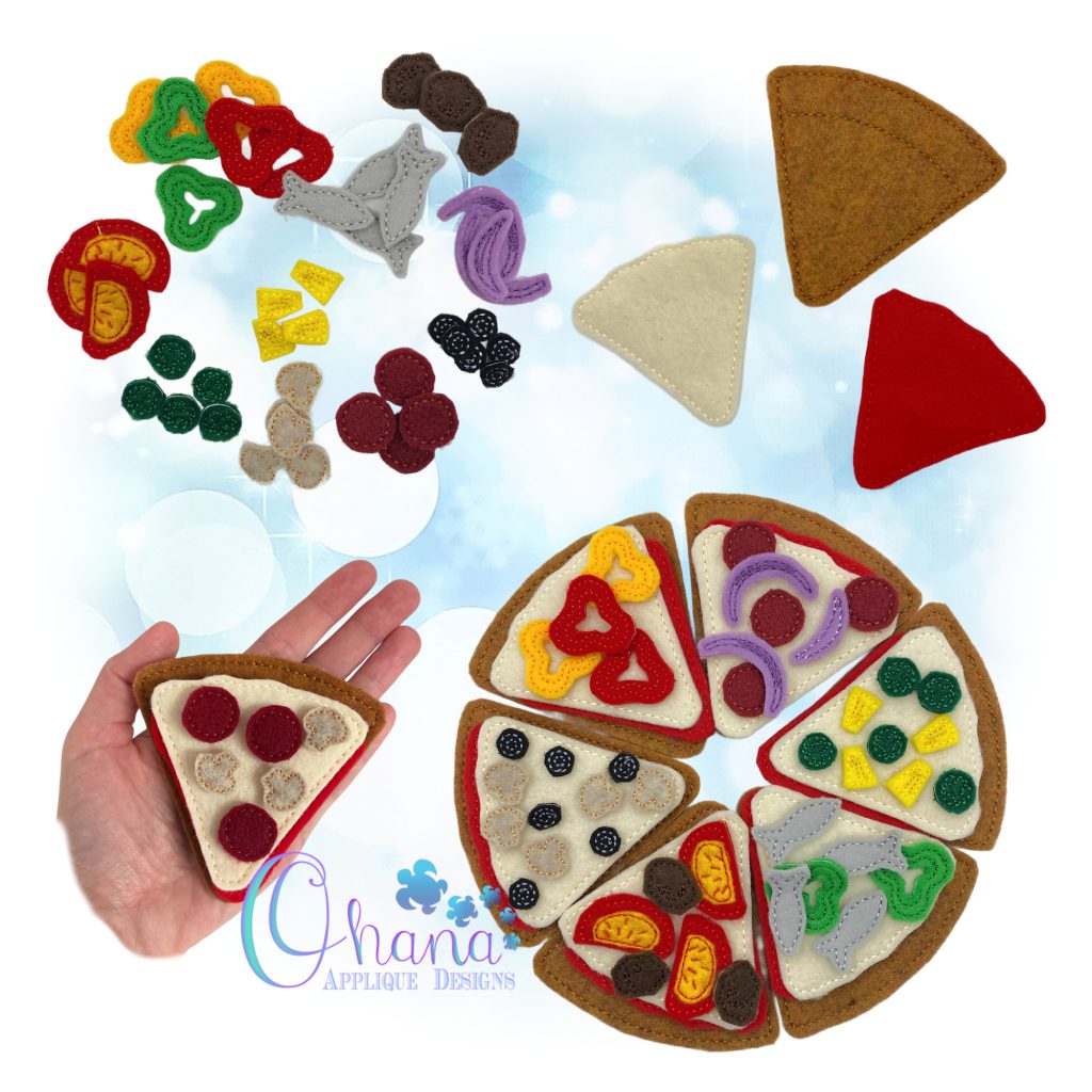 Pizza Kit Play Set Embroidery Design - Ohana Applique Designs