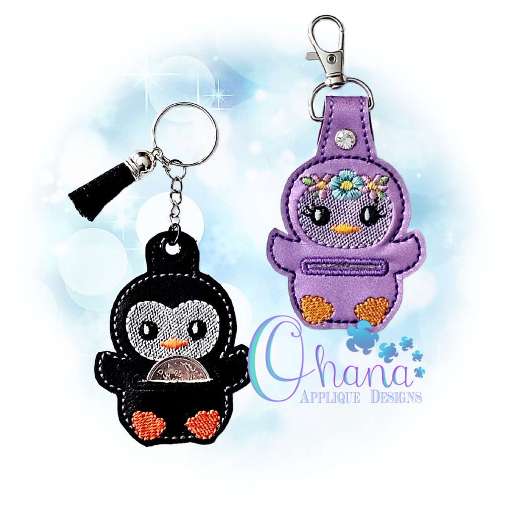Penguin Coin Keeper Key Chain Embroidery Design - OAD