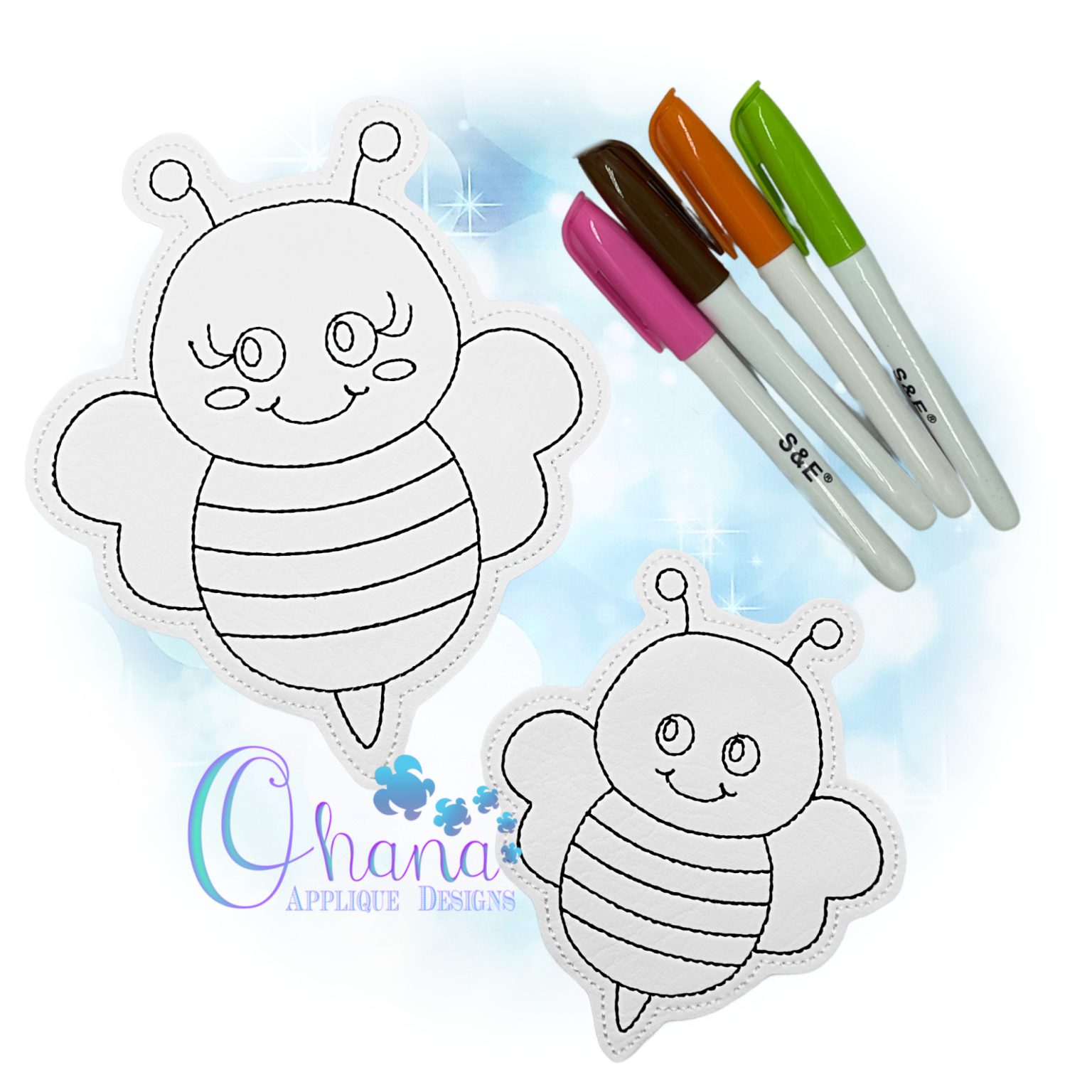 Bee Flat Coloring Doll Embroidery Design - OAD