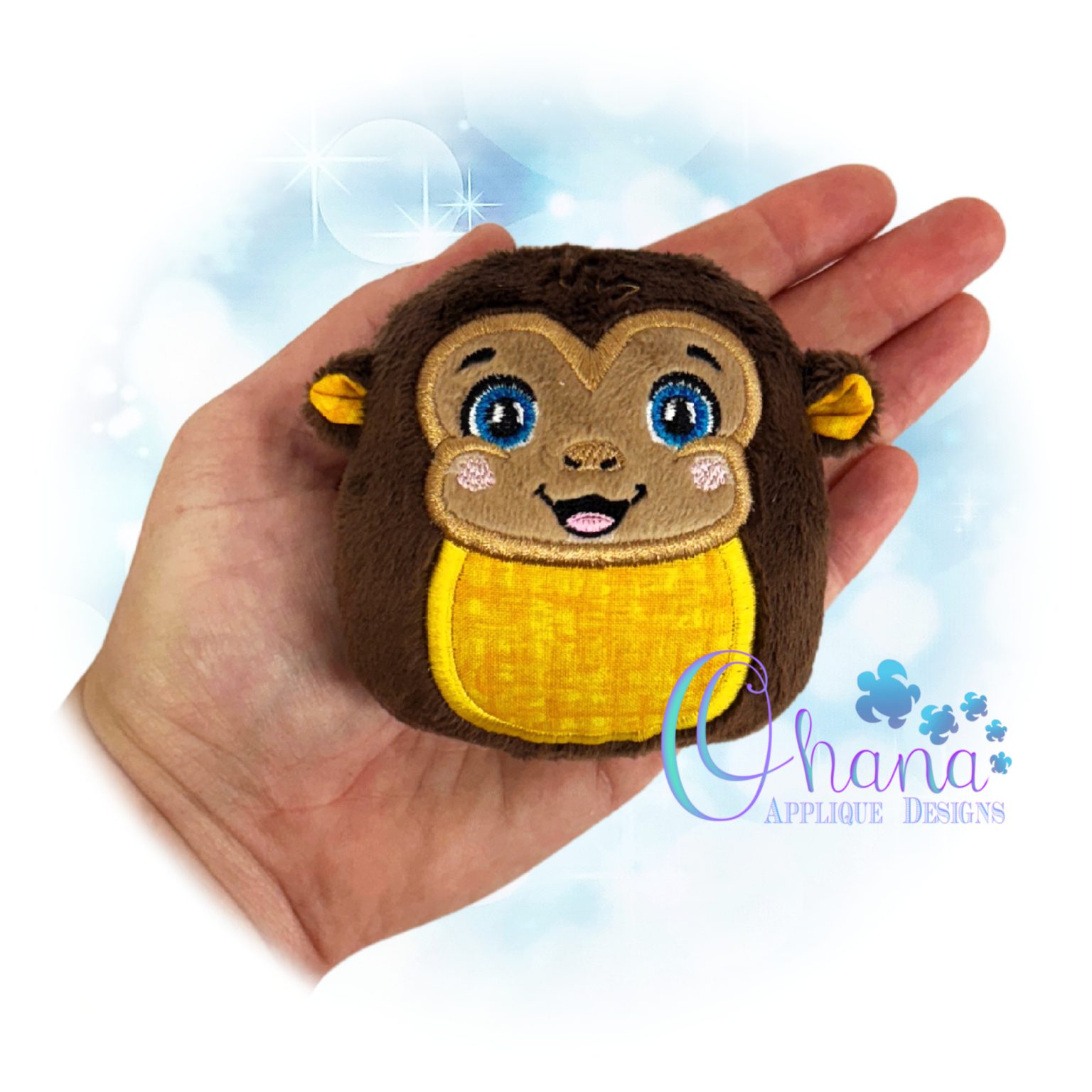 Monkey Egglet Stuffie Embroidery Design- Ohana Applique Designs