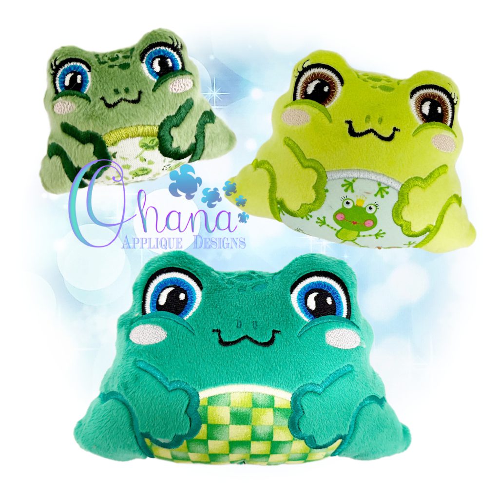 Pocket Frog Stuffie Embroidery Design - Ohana Applique Designs