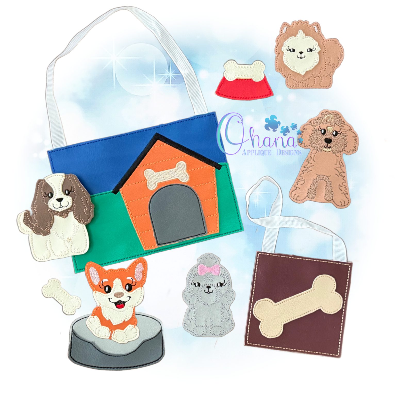 Puppy Finger Puppets Set Embroidery - Ohana Applique Designs