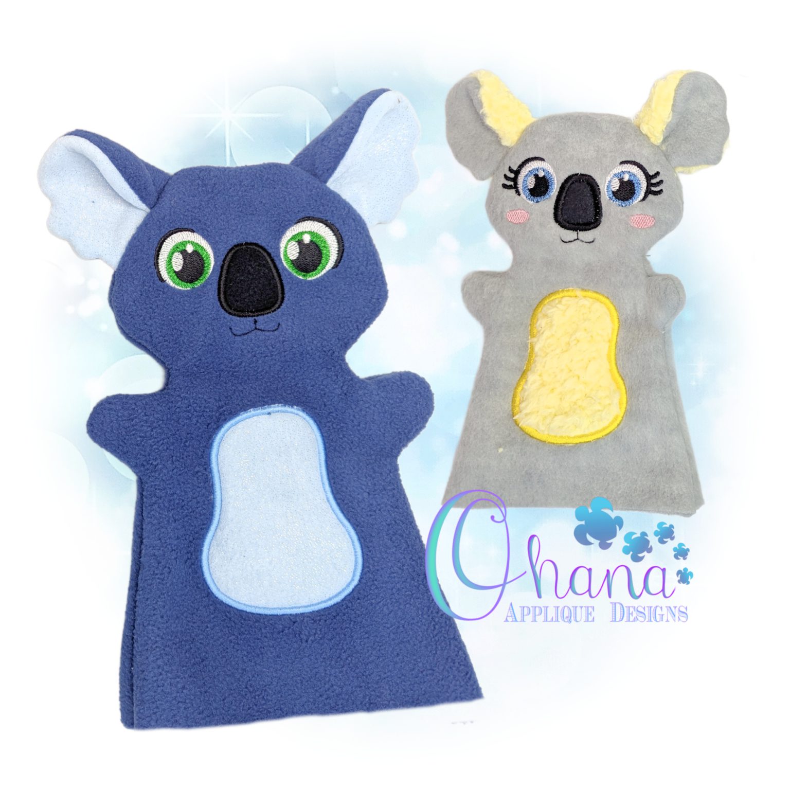 Huggable Koala Hand Puppet Embroidery Design - Ohana Applique Designs