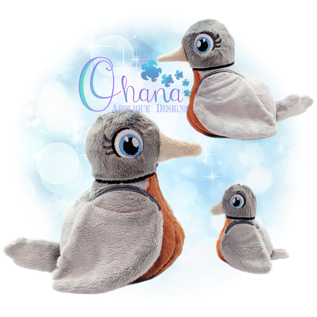 3D Robin Stuffie Embroidery Design- Ohana Applique Designs