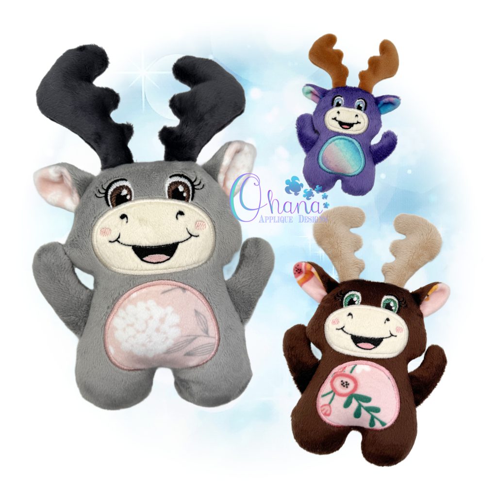 Huggable Moose Stuffie Embroidery Design- Ohana Applique Designs