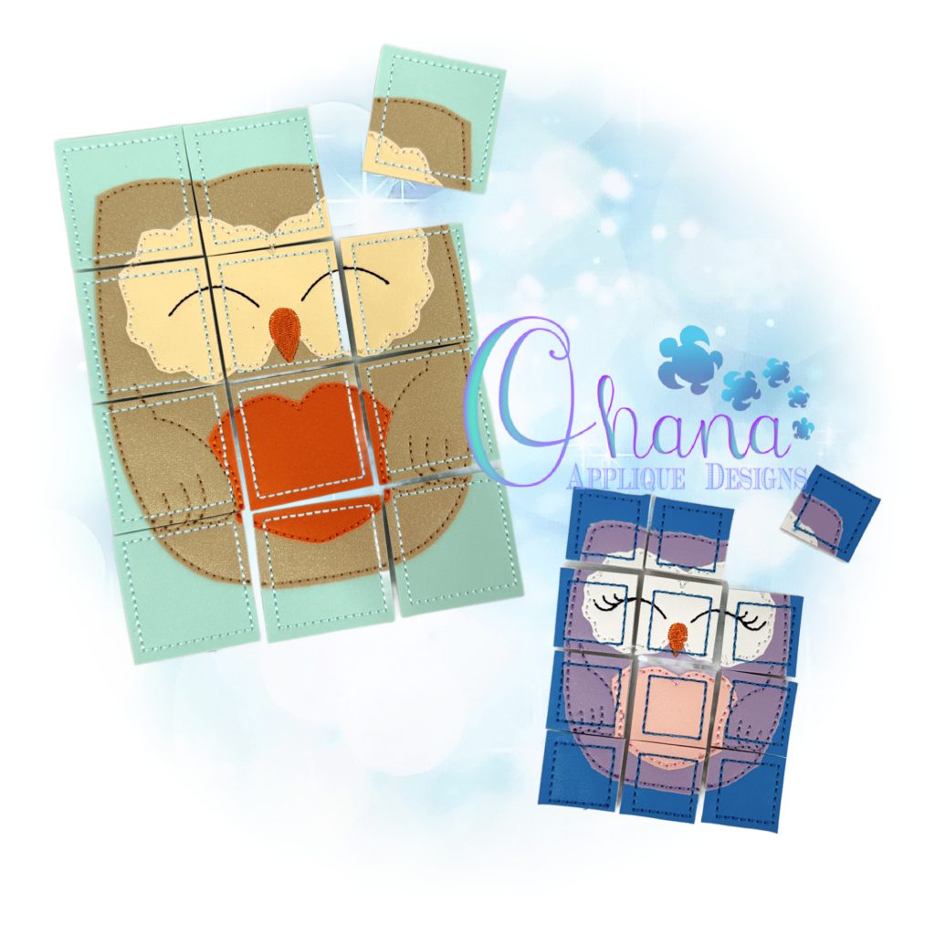 Owl Puzzle Embroidery Design - Ohana Applique Designs