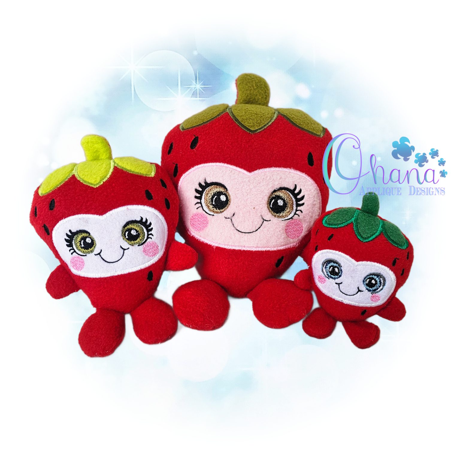 Scarlett Strawberry Stuffie Embroidery Design- Ohana Applique Designs