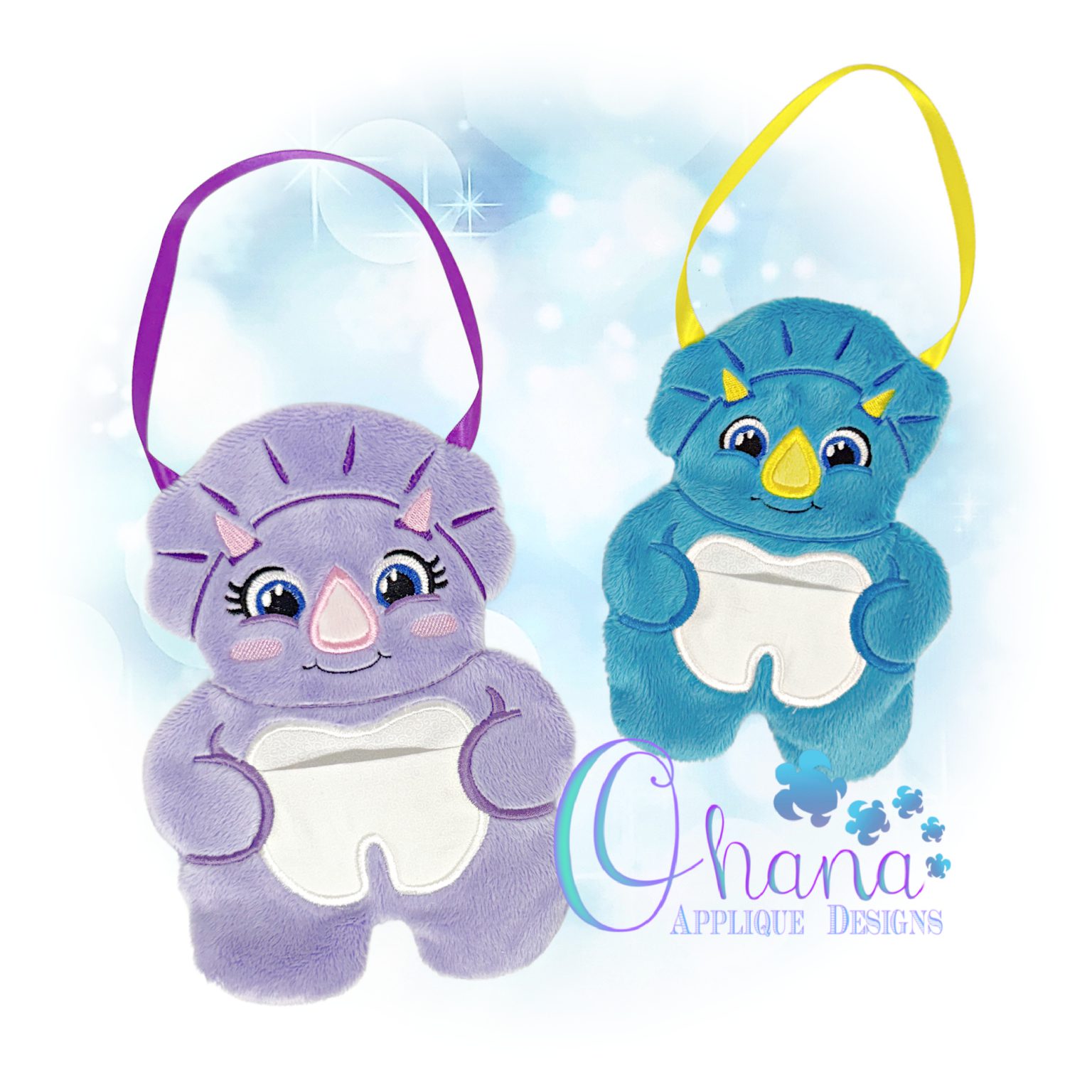 Triceratops Tooth Buddy Embroidery Design - Ohana Applique Designs