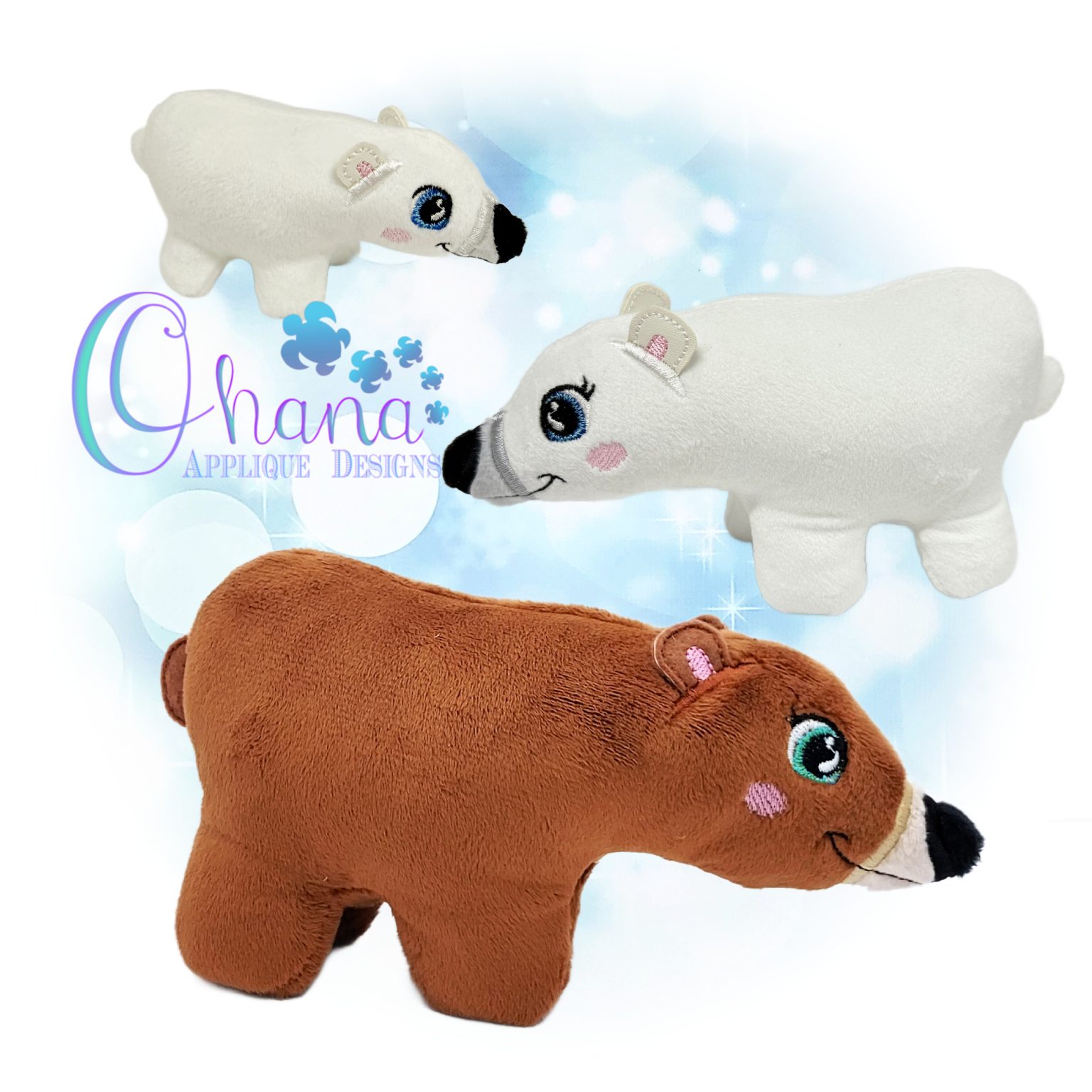 3D Standing Polar Bear Stuffie Design - Ohana Applique Designs