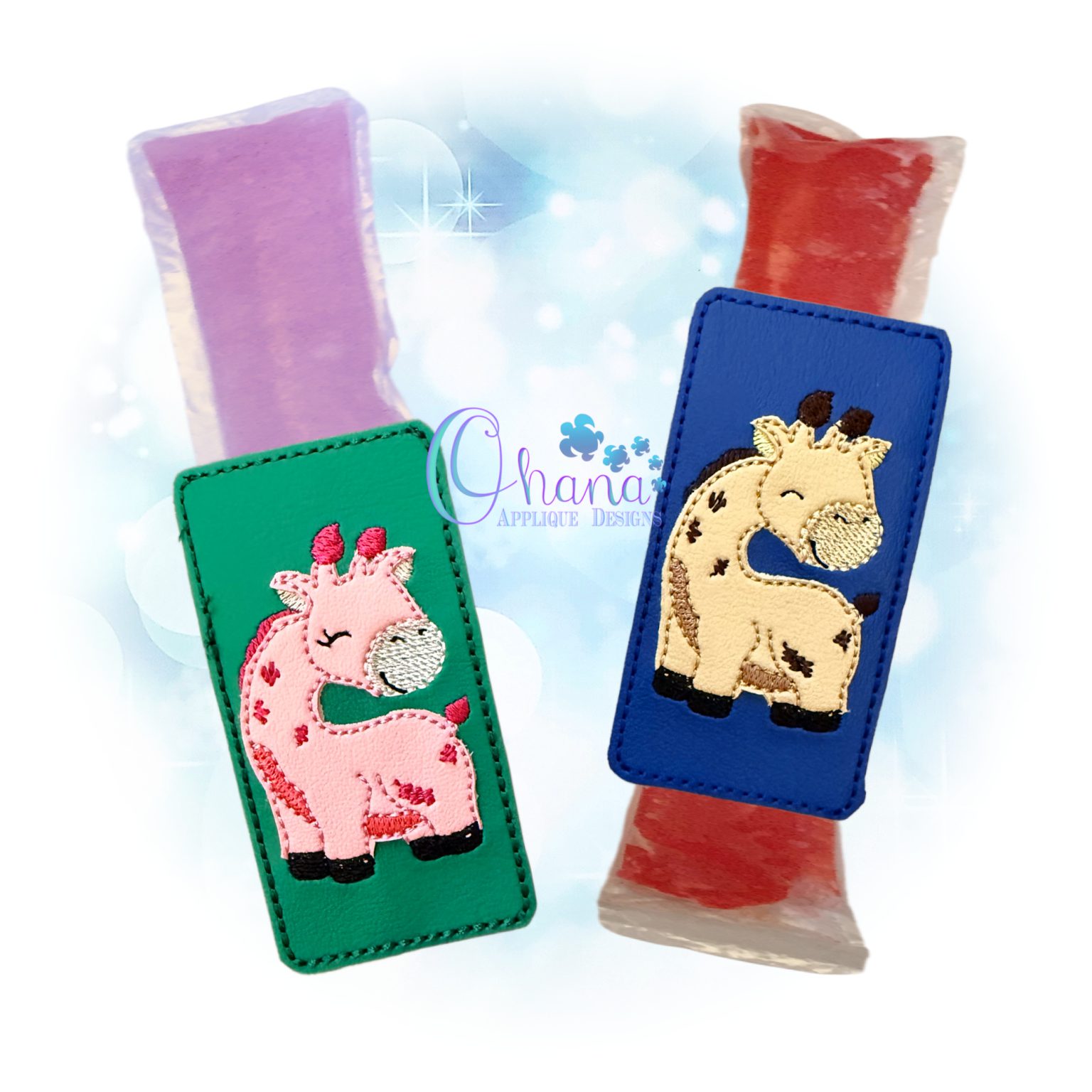 Giraffe Ice Pop Holder Embroidery Design - OAD