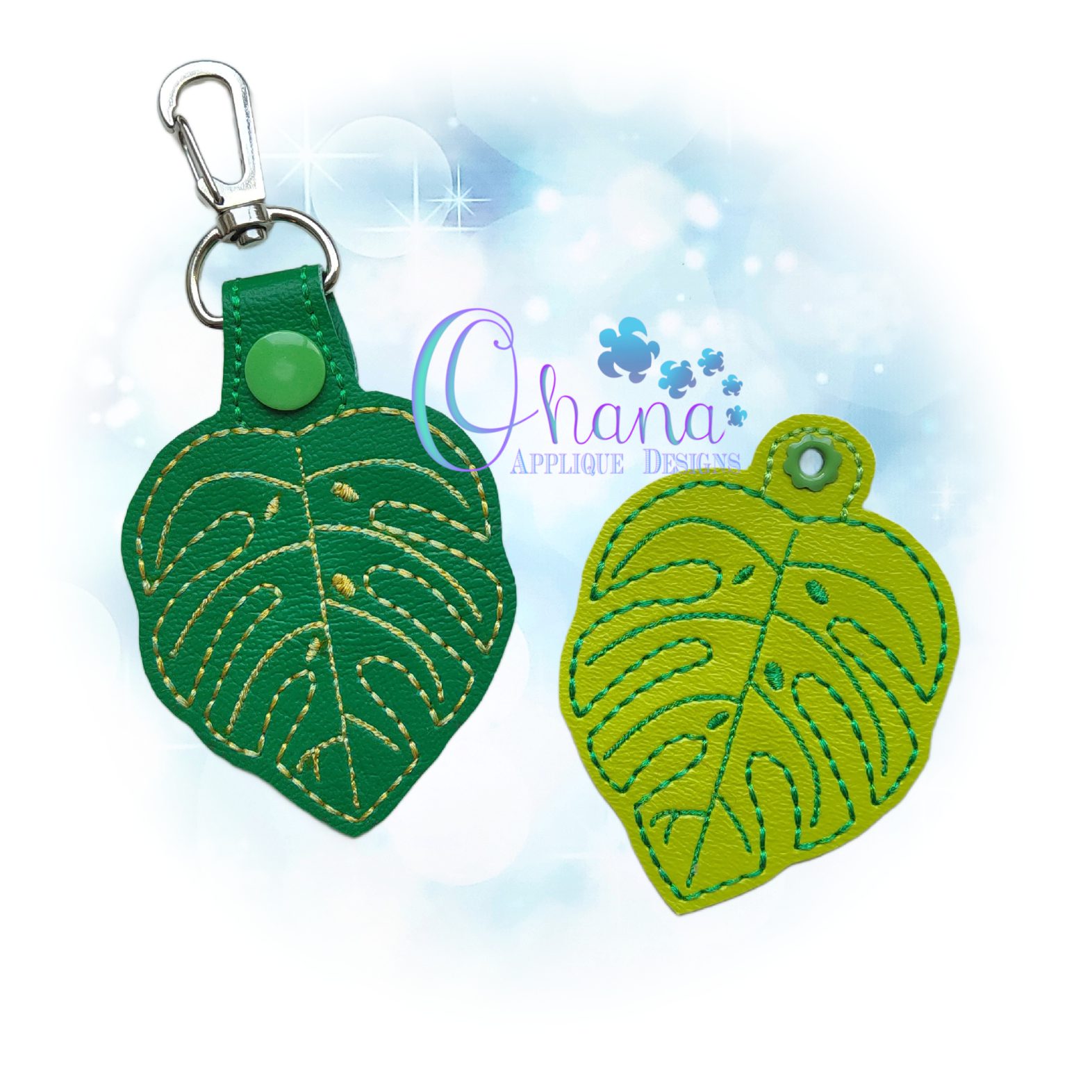 Monstera Leaf Key Chain Embroidery Design - Ohana Applique Designs