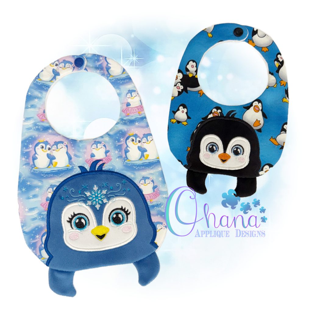 Snowflake Crown Penguin Bib Embroidery Design - OAD