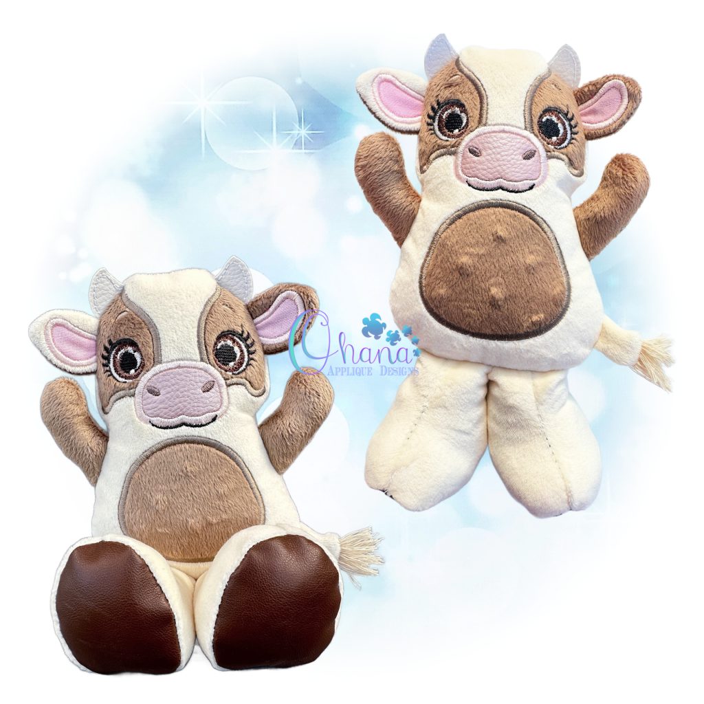 Sweet Stomper Cow Stuffie Embroidery Design- Ohana Applique Designs