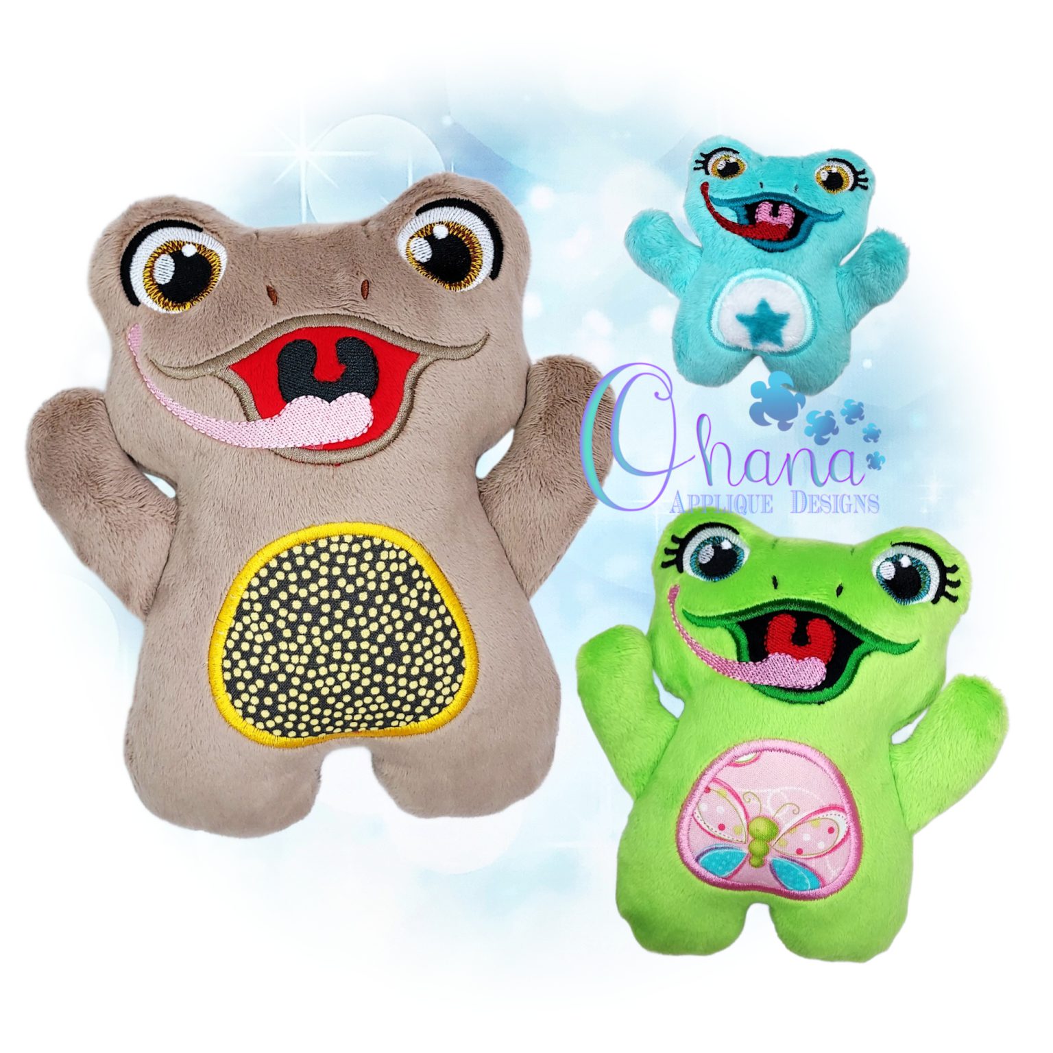 Huggable Frog Stuffie Embroidery Design - Ohana Applique Designs