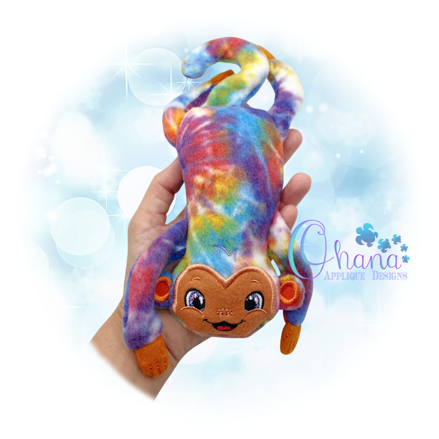 Floppy Monkey Stuffie Embroidery Design - Ohana Applique Designs