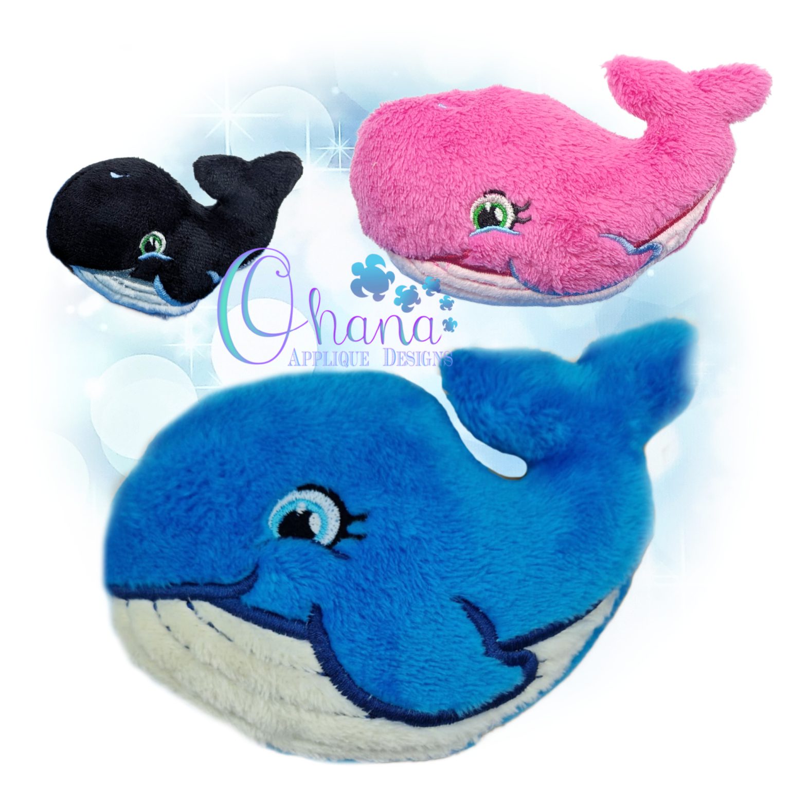 Harvey Humpback Whale Stuffie Embroidery Design- Ohana Applique Designs