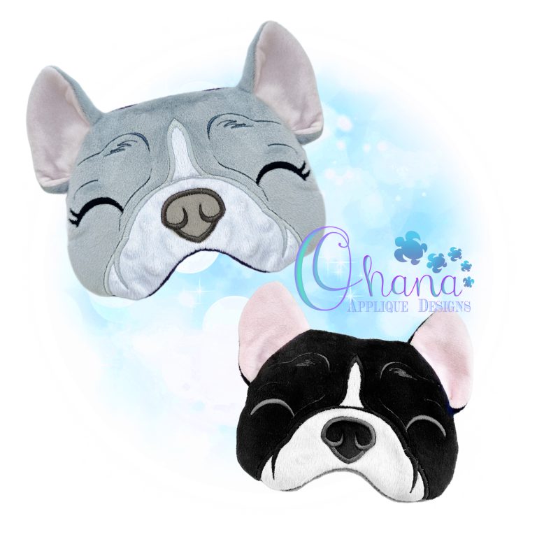 French Bull Dog Sleep Mask Embroidery Design - Ohana Applique Designs