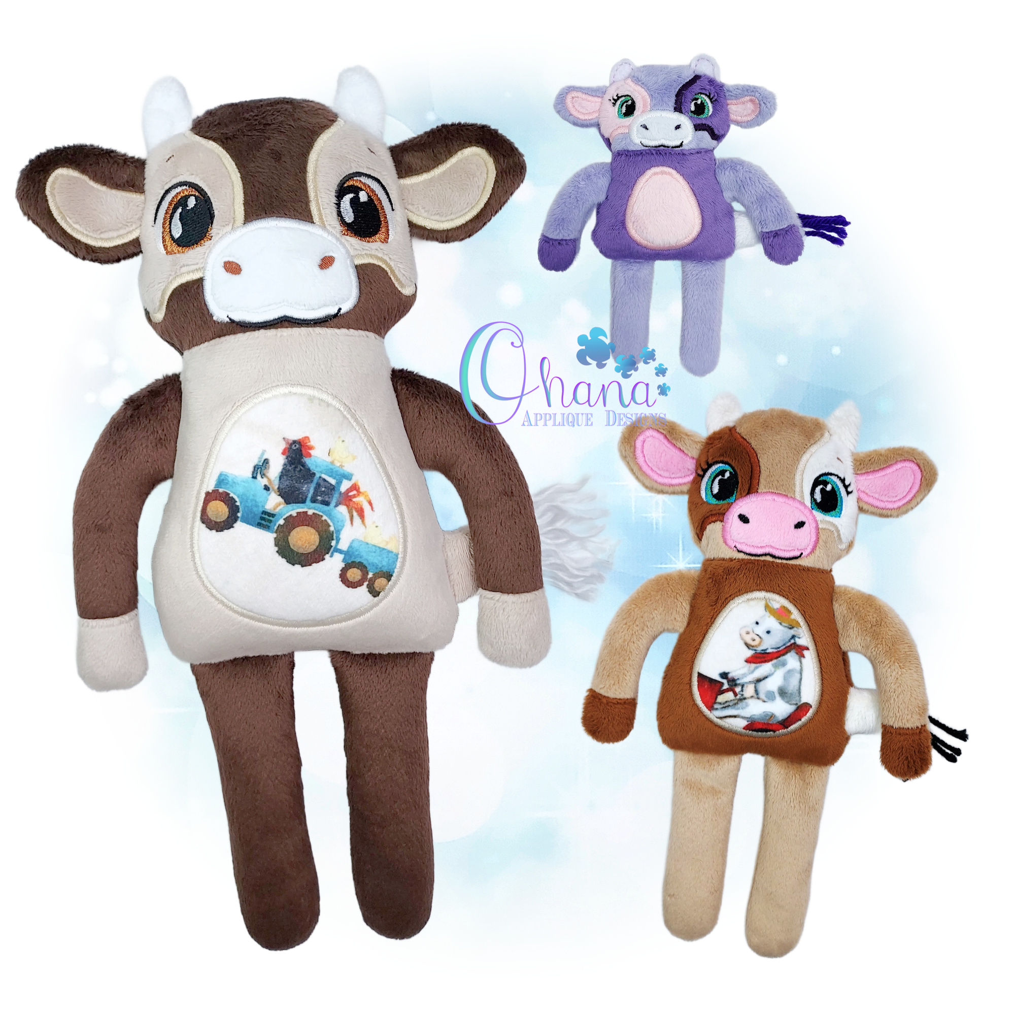Cow Rag Doll Stuffie Embroidery Design- Ohana Applique Designs