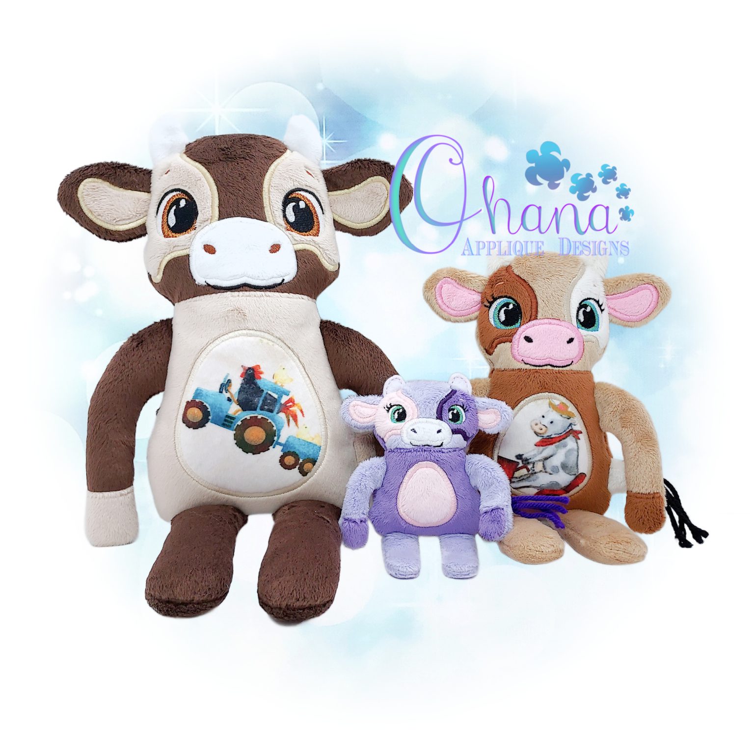 Cow Rag Doll Stuffie Embroidery Design- Ohana Applique Designs