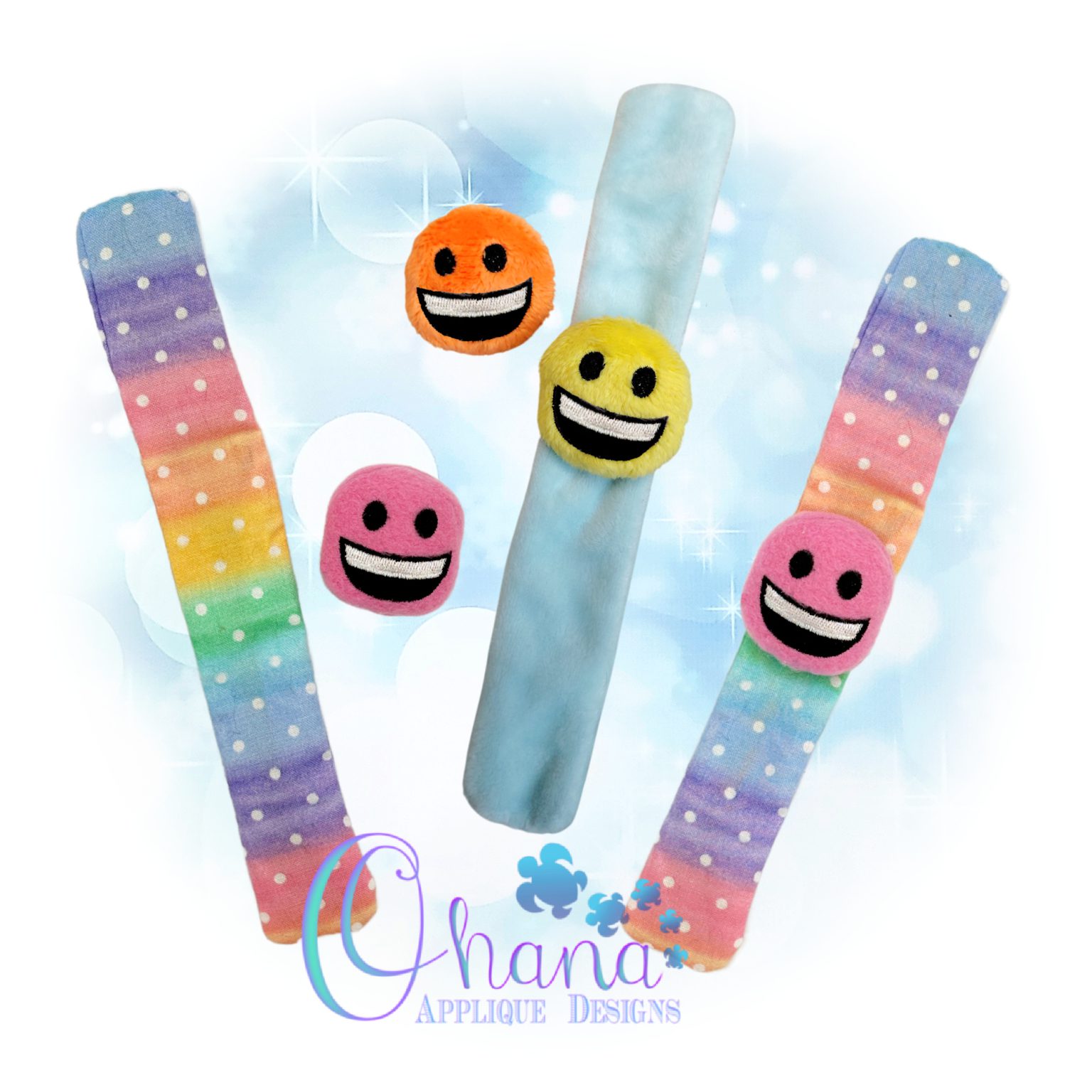 Grinning Emoji Slip On Slap Bracelet Buddy Design - OAD
