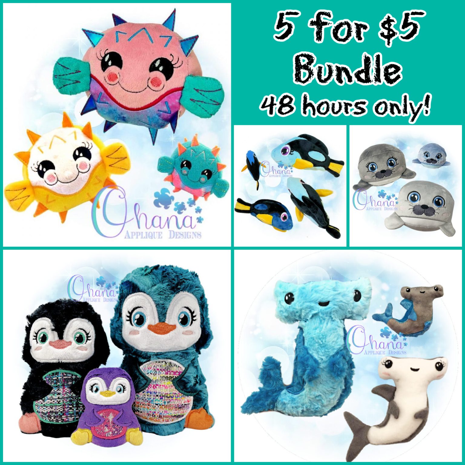 June 9th 2026 - Ocean Stuffie Bundle - 5 for $5 - OAD